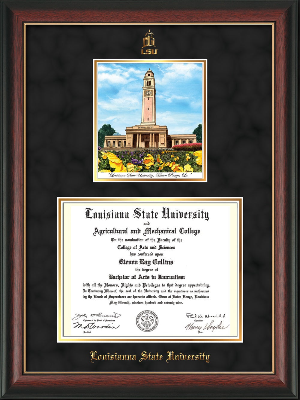 LSU Diploma Frame with Tower Print – LSU Alumni Association Gift Shop